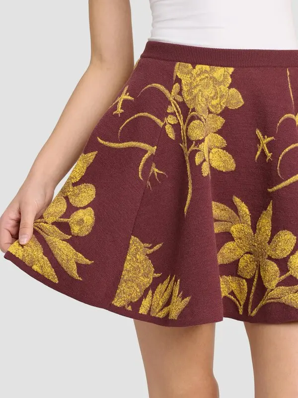 Moschino Floral A-line Virgin Wool Miniskirt