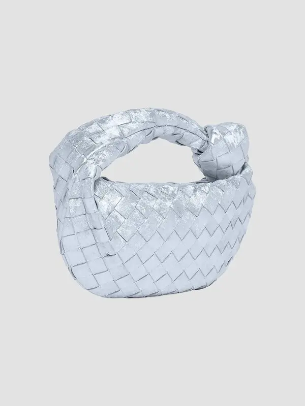 Bottega Veneta Jodie Mini Metallic Intrecciato Leather Top Handle Bag