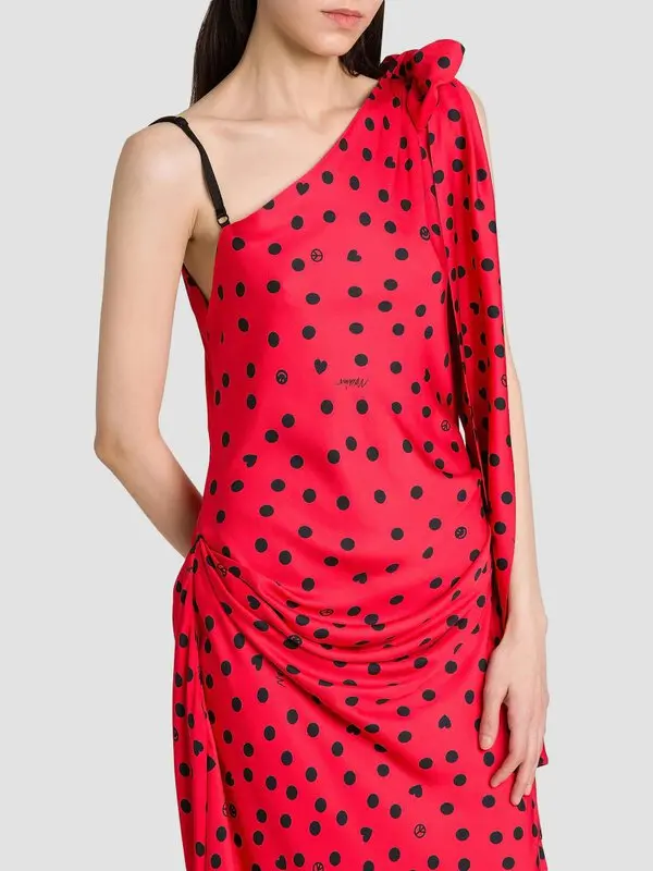 Moschino Polka Dot Bow One-shoulder Midi-dress