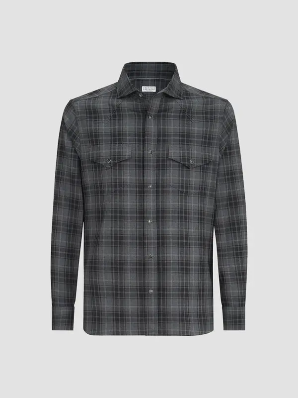 Brunello Cucinelli Cotton Madras Western Shirt