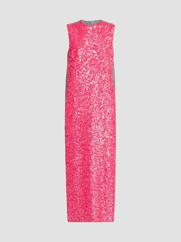 Moschino Sequined Mix Media Maxi Dress - Multi Fucsia