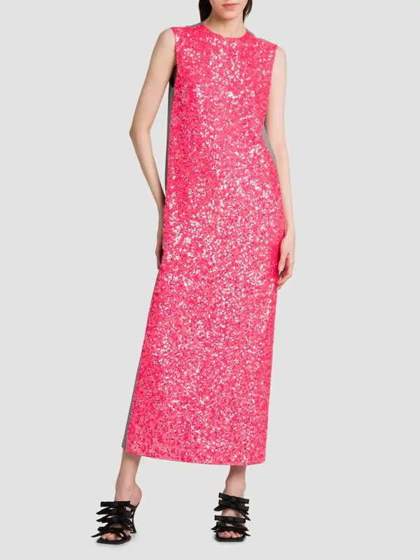 Moschino Sequined Mix Media Maxi Dress