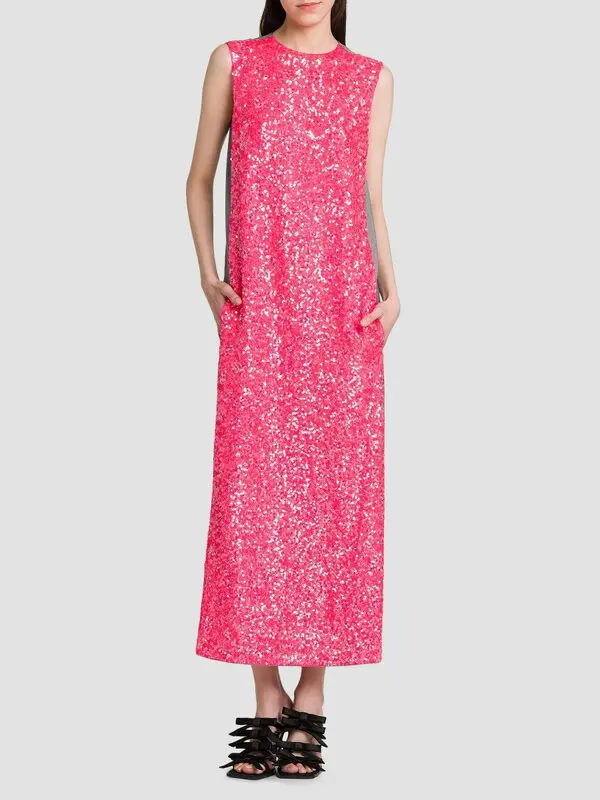 Moschino Sequined Mix Media Maxi Dress