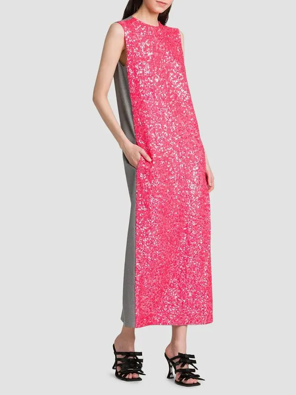 Moschino Sequined Mix Media Maxi Dress
