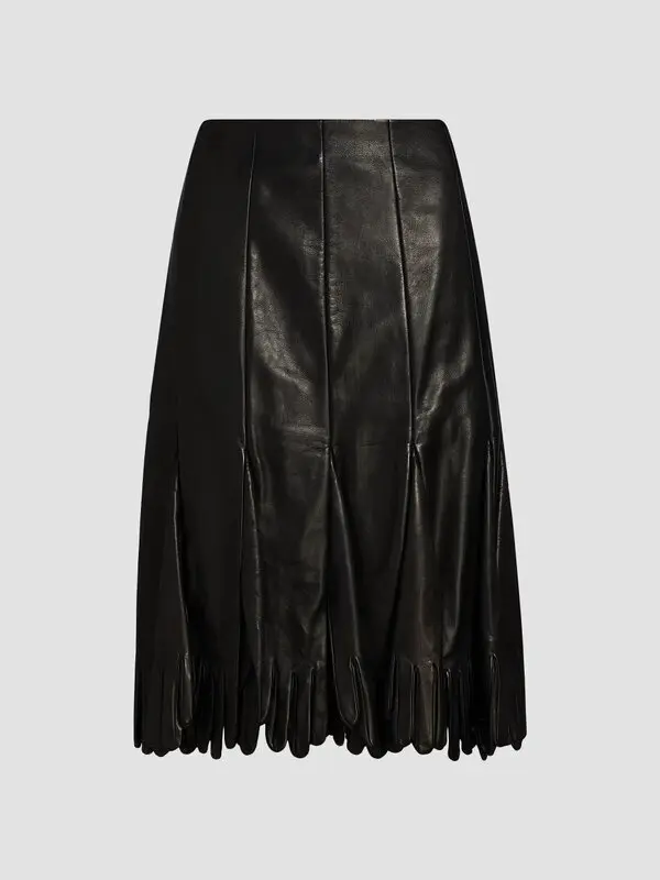 Moschino Leather Pleated Midi-skirt