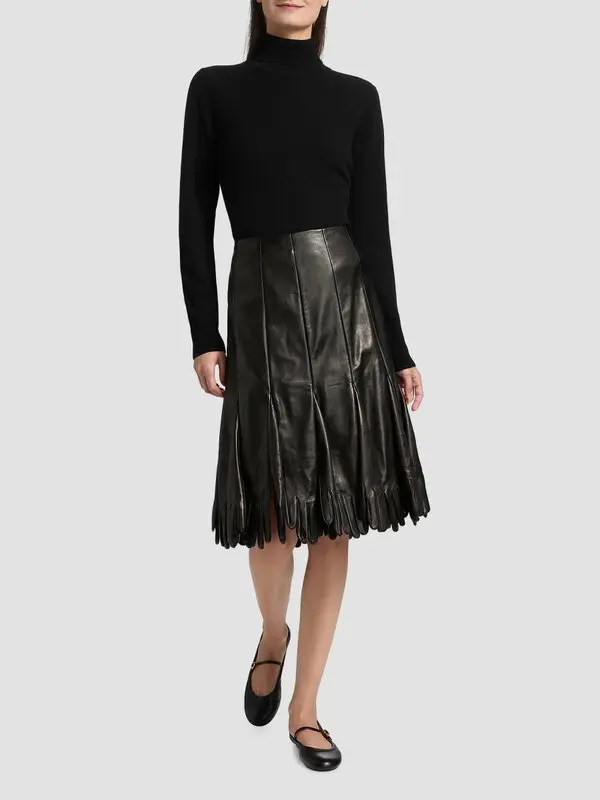 Moschino Leather Pleated Midi-skirt