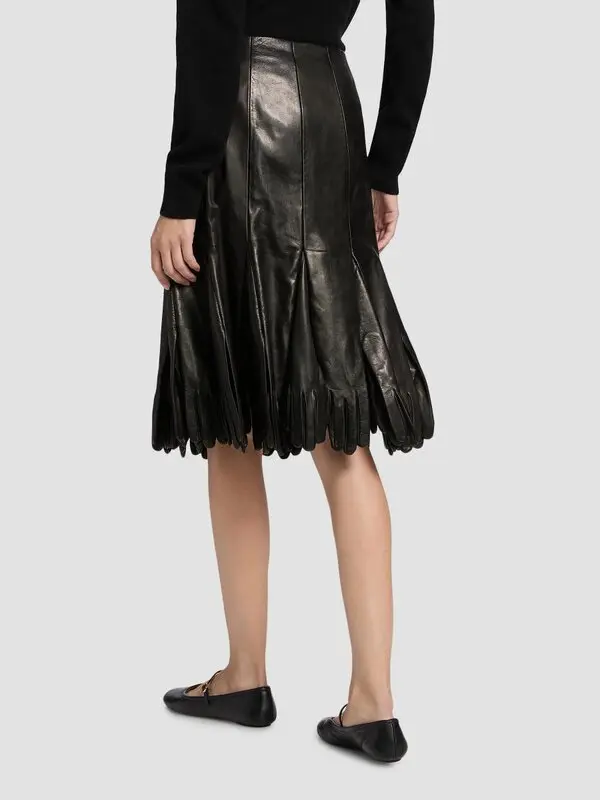 Moschino Leather Pleated Midi-skirt