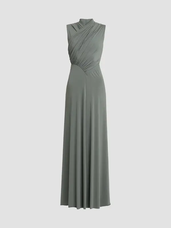 Alberta Ferretti Jersey-knit Gathered Surplice Maxi Dress