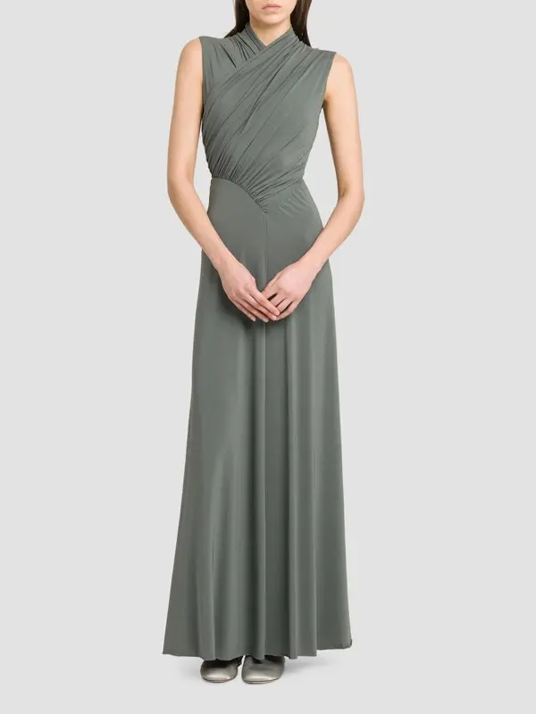 Alberta Ferretti Jersey-knit Gathered Surplice Maxi Dress