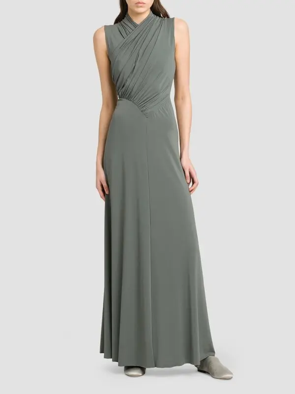 Alberta Ferretti Jersey-knit Gathered Surplice Maxi Dress