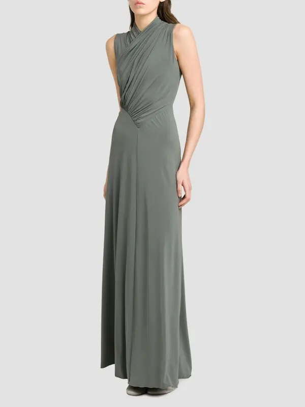 Alberta Ferretti Jersey-knit Gathered Surplice Maxi Dress