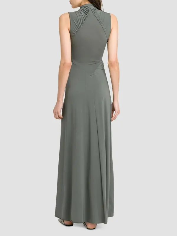 Alberta Ferretti Jersey-knit Gathered Surplice Maxi Dress