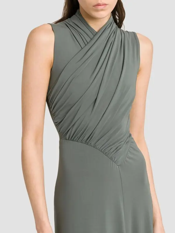 Alberta Ferretti Jersey-knit Gathered Surplice Maxi Dress