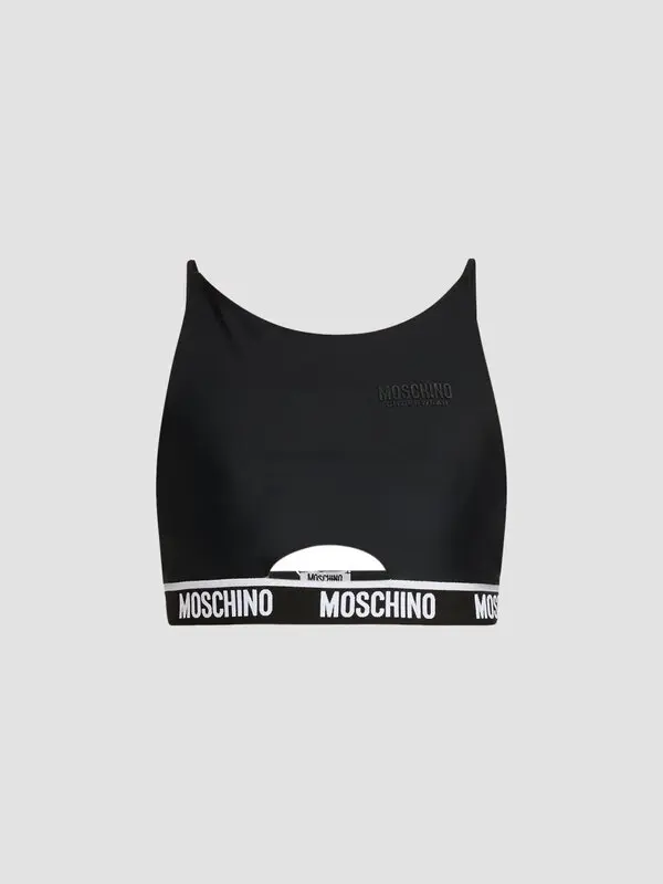 Moschino Logo Sports Bra - Black