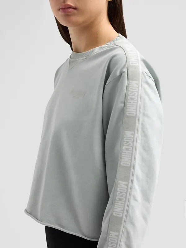 Moschino Logo Stretch-cotton Fleece Sweatshirt - Grey