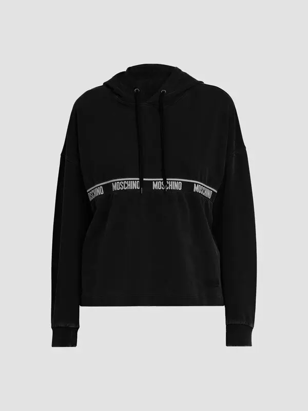 Moschino Logo Stretch-cotton Hoodie - Black