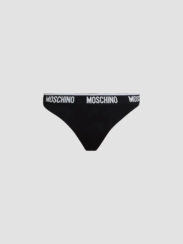 Moschino Intimo Donna 2-pack Logo Thong Set - Black