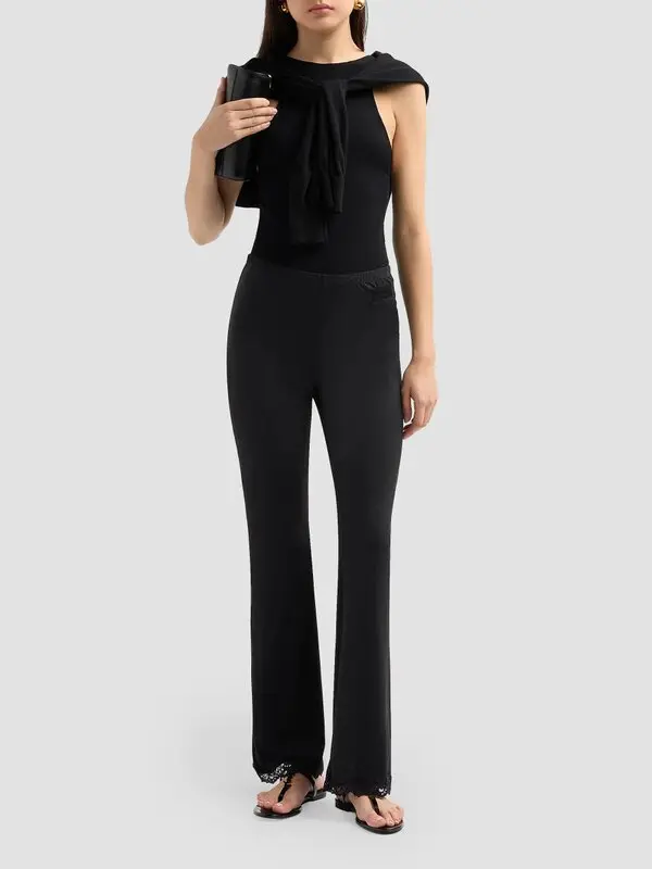 Moschino Lace-trim Microfiber Pajama Pants - Black