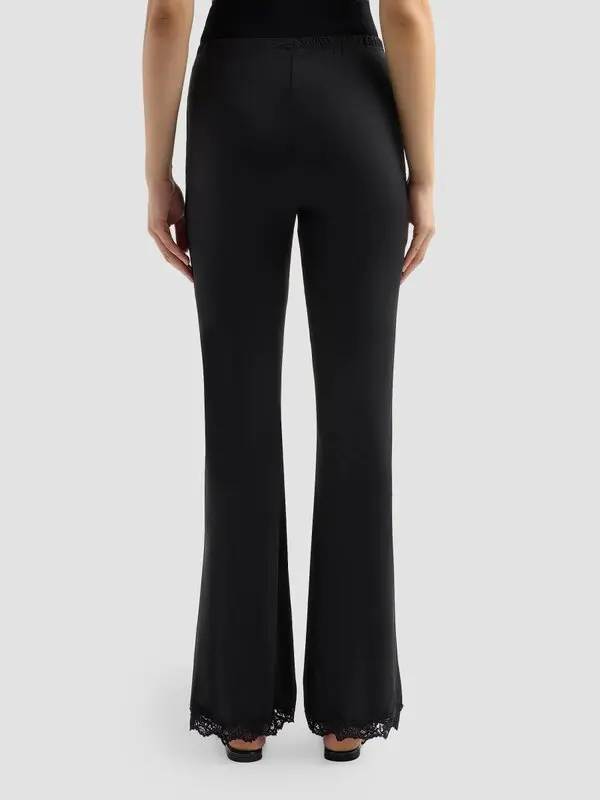 Moschino Lace-trim Microfiber Pajama Pants - Black