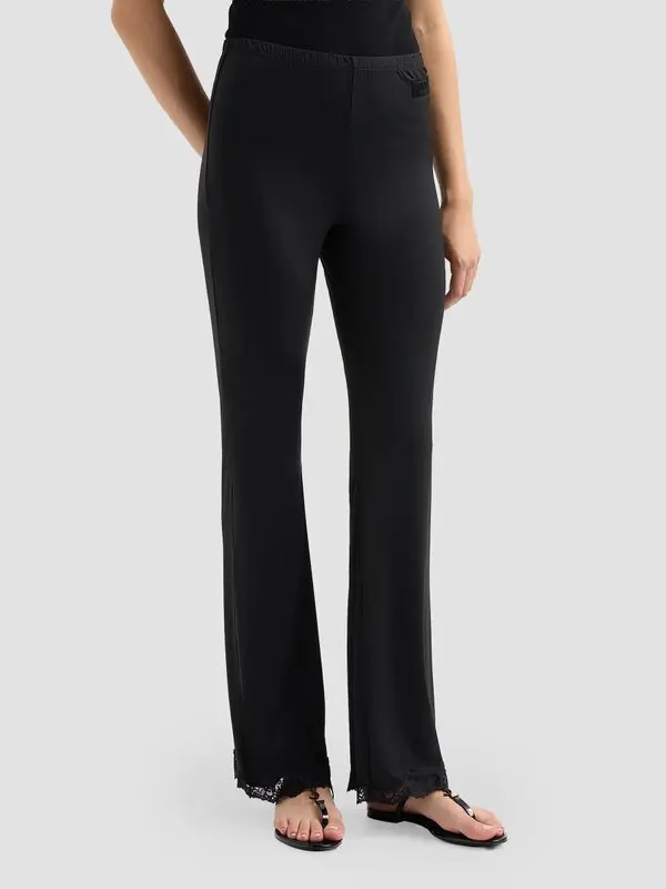 Moschino Lace-trim Microfiber Pajama Pants - Black