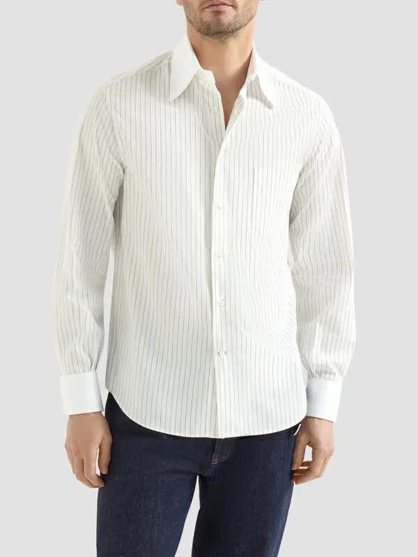 Brunello Cucinelli Striped Cotton And Silk Shirt