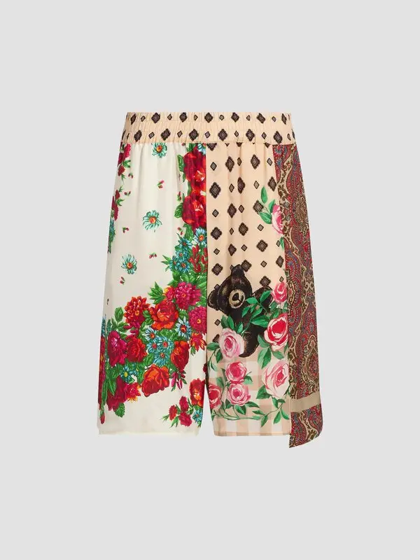 Moschino Floral Spliced Silk Shorts