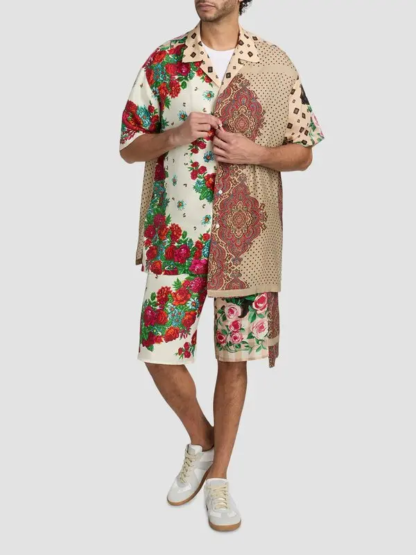 Moschino Floral Spliced Silk Shorts