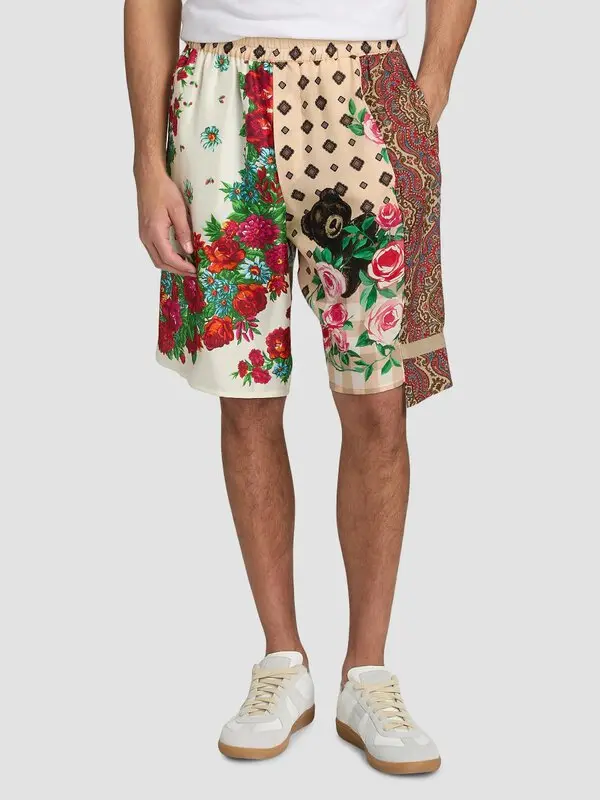 Moschino Floral Spliced Silk Shorts