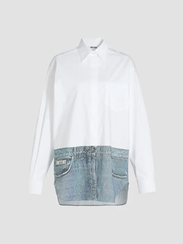 Moschino Oversized Denim-effect Stretch Cotton Shirt
