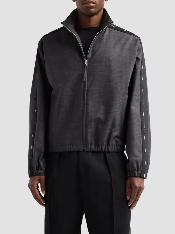 Moschino Tonal-pattern Wool-blend Track Jacket