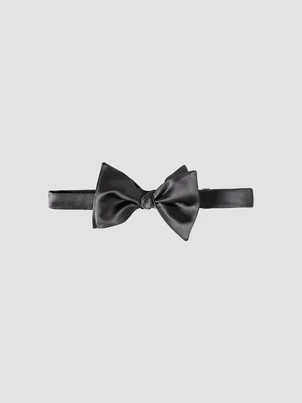 Brunello Cucinelli Cotton And Silk Satin Bow Tie - Anthracite