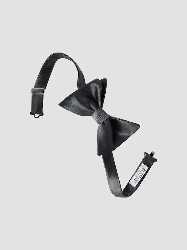 Brunello Cucinelli Cotton And Silk Satin Bow Tie - Anthracite