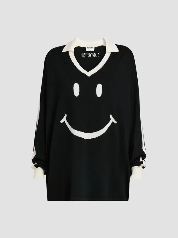 Moschino Smiley Face Wool Sweater - Multi Black