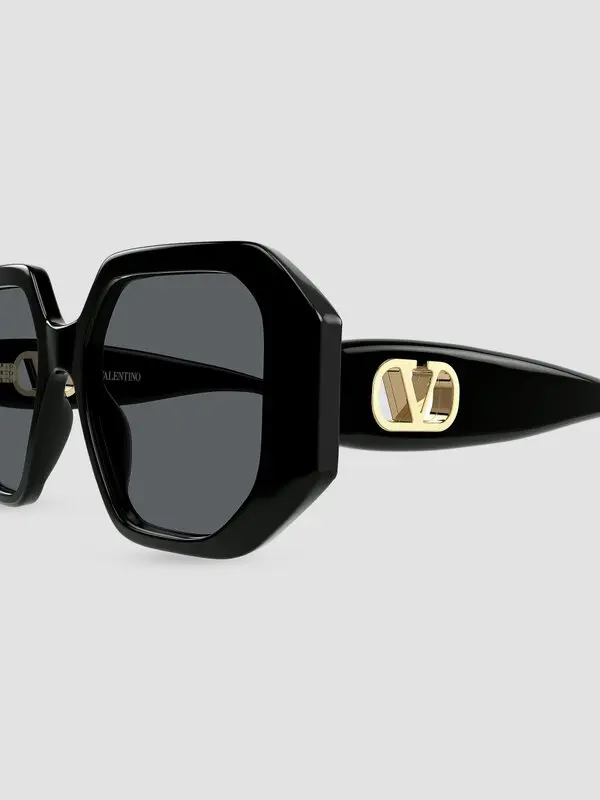 Valentino Garavani Vain Bold 55mm Geometric Sunglasses - Black