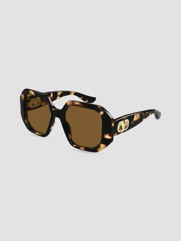 Valentino Garavani Vain Bold 55mm Geometric Sunglasses - Brown