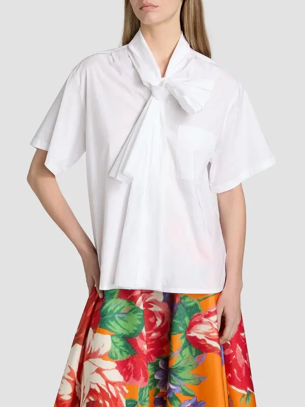 Moschino Stretch-cotton Tieneck Blouse