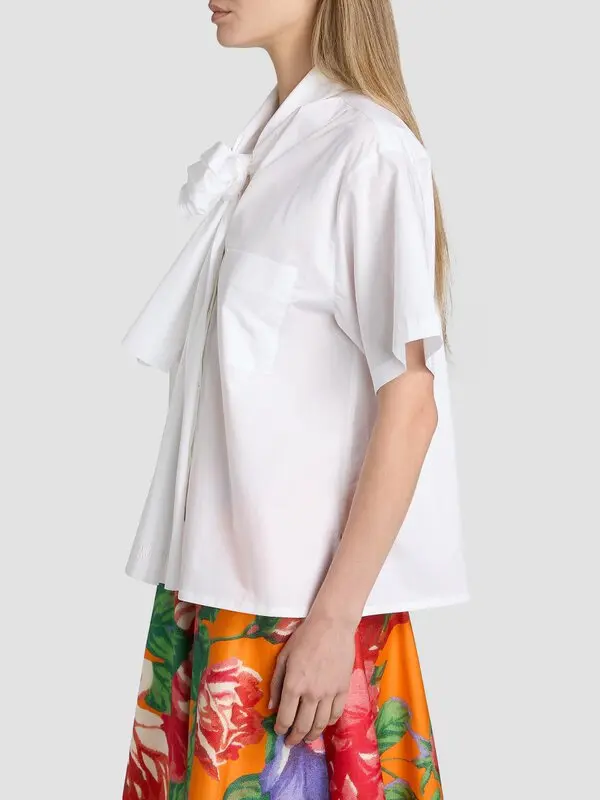 Moschino Stretch-cotton Tieneck Blouse