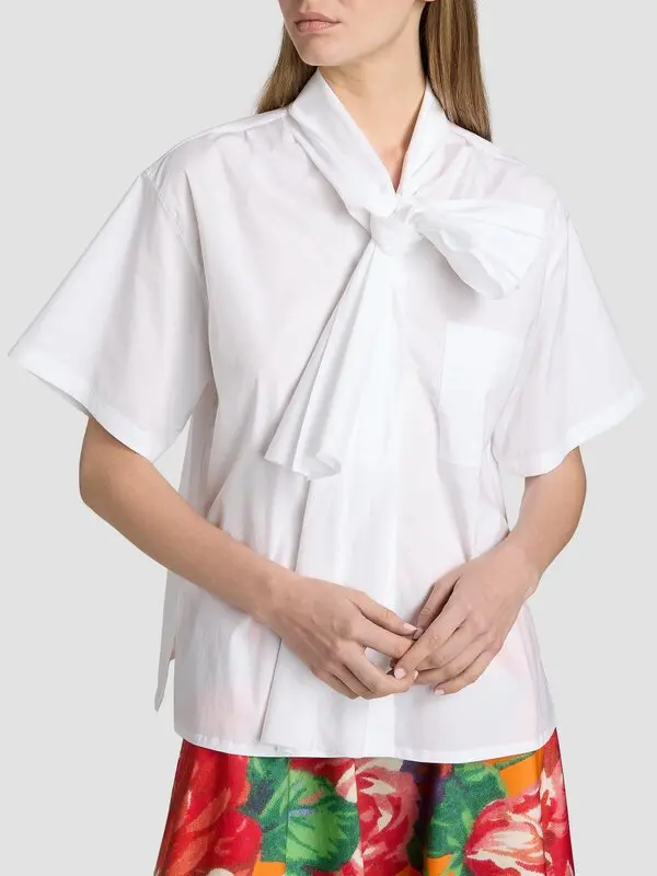 Moschino Stretch-cotton Tieneck Blouse