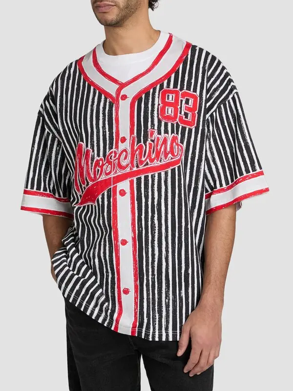 Moschino Baseball Jersey Graphic Crewneck T-shirt - Black