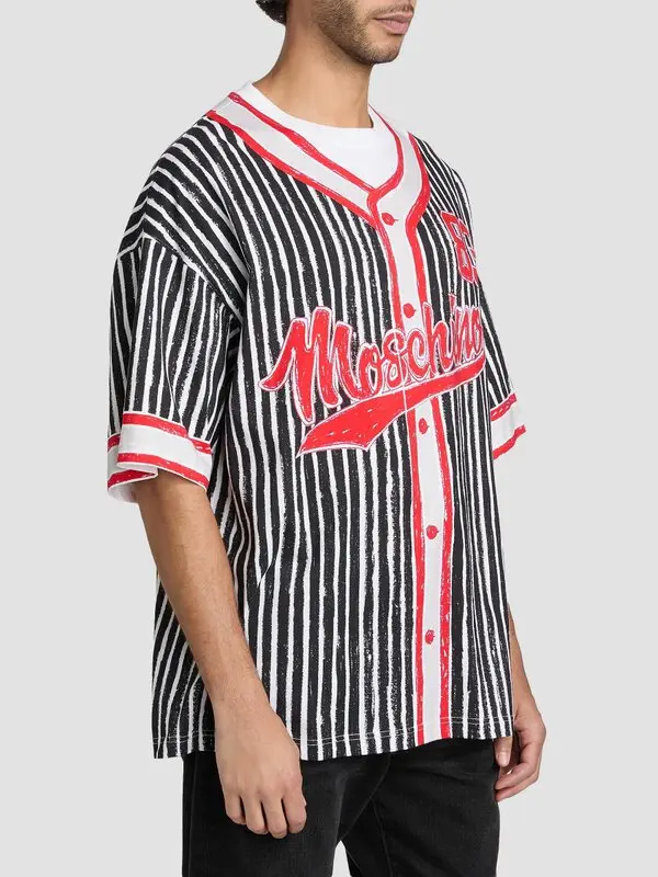 Moschino Baseball Jersey Graphic Crewneck T-shirt - Black