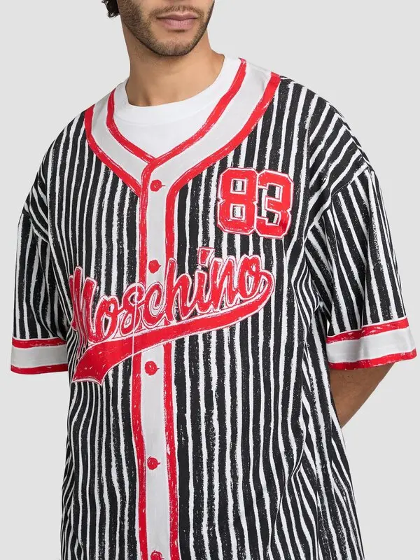 Moschino Baseball Jersey Graphic Crewneck T-shirt - Black