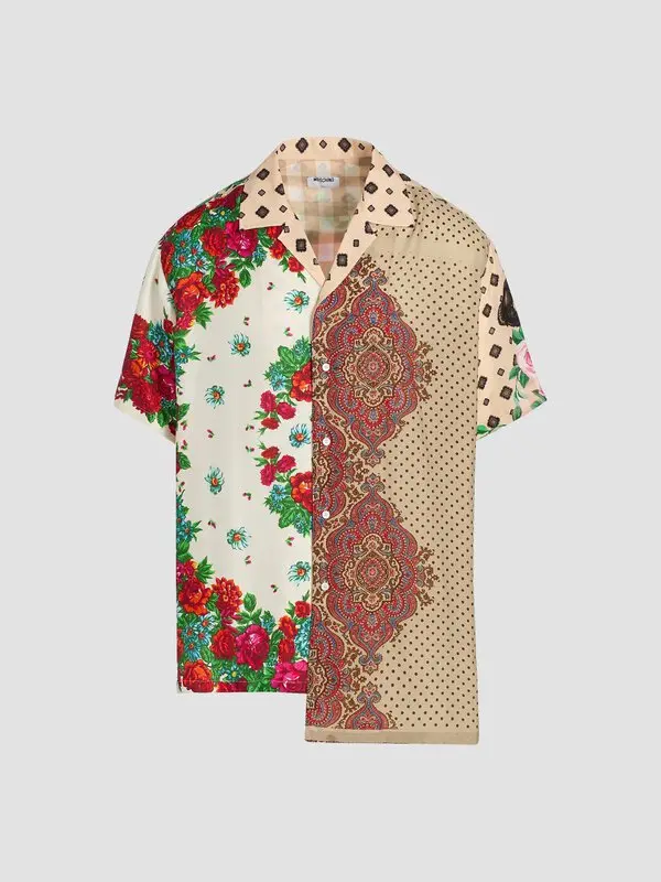 Moschino Spliced Silk Camp Shirt - Multi