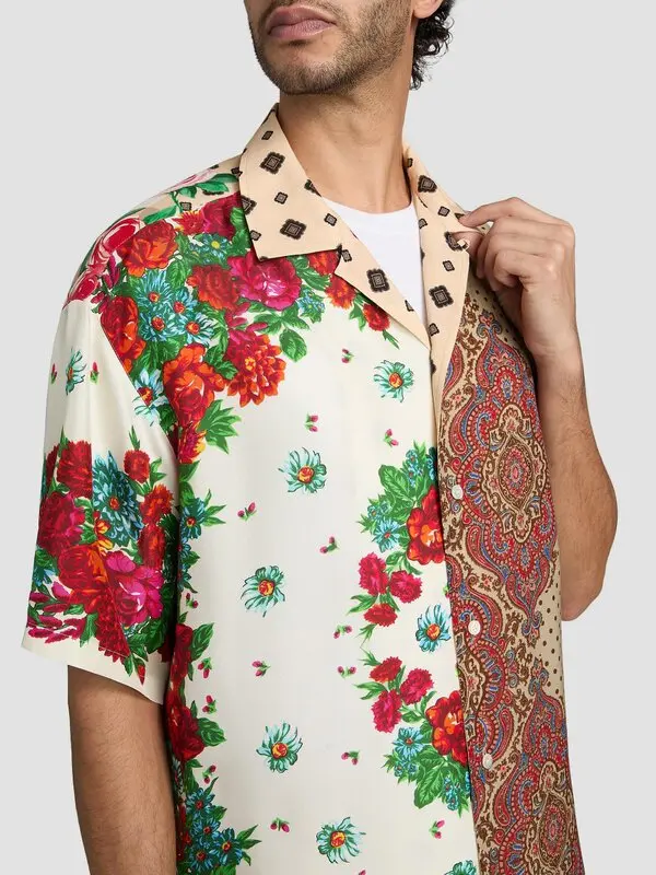 Moschino Spliced Silk Camp Shirt