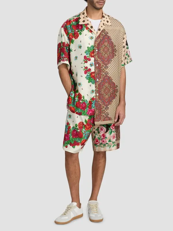 Moschino Spliced Silk Camp Shirt