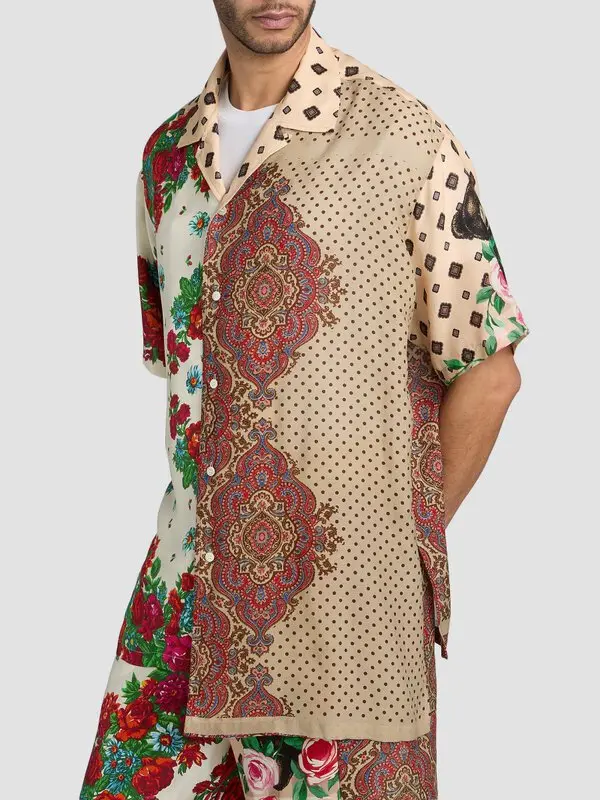 Moschino Spliced Silk Camp Shirt