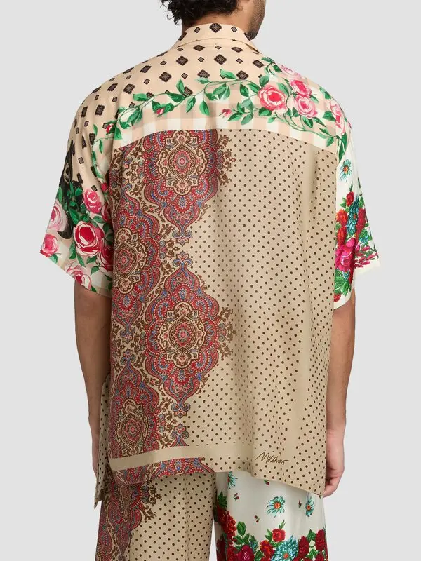 Moschino Spliced Silk Camp Shirt