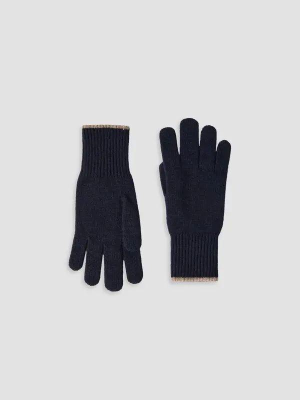 Brunello Cucinelli Cashmere Knit Gloves - Navy Blue