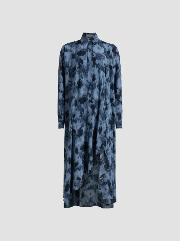 Michael Kors Printed Draped Silk Caftan