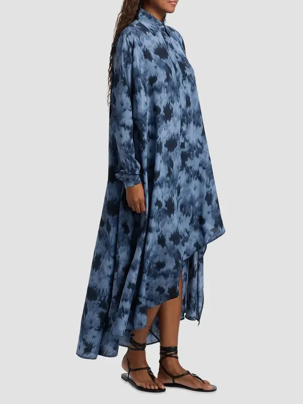 Michael Kors Printed Draped Silk Caftan