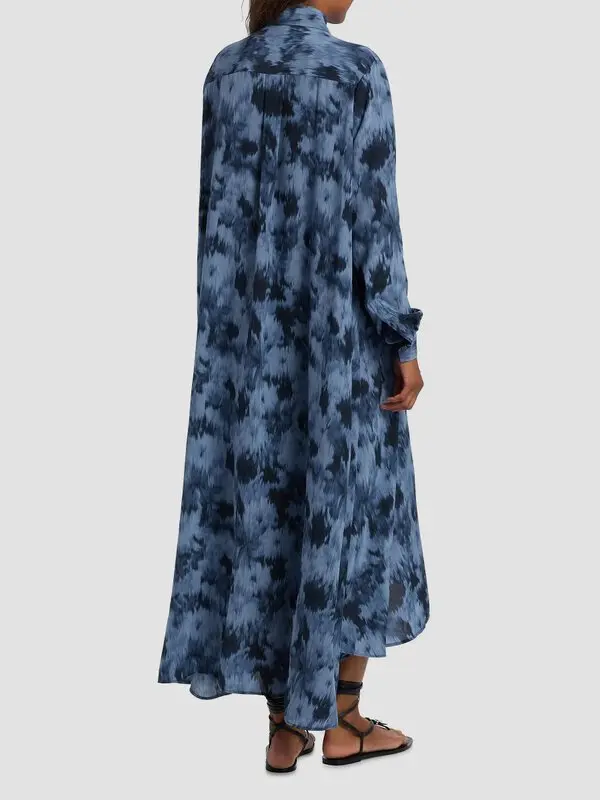 Michael Kors Printed Draped Silk Caftan